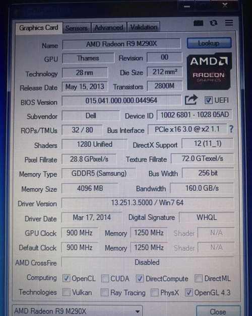 Дискретная видеокарта AMD R9 M290X