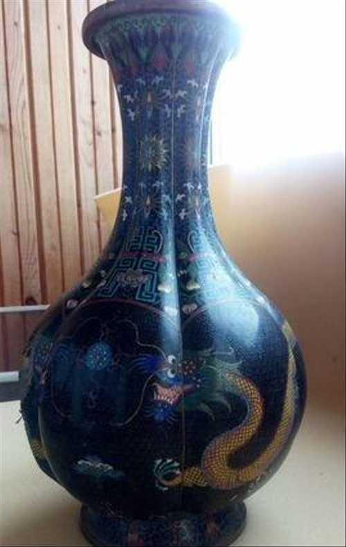 Старинная напольная ваза. Клуазоне