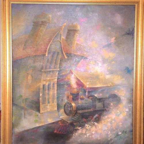 Картина "Поезд детства" (холст, масло), 2014 год
