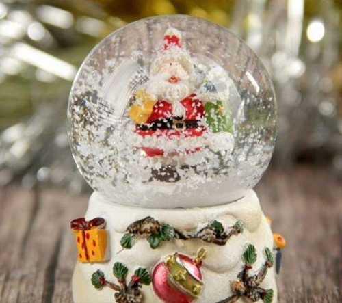 Новогодний Снежный шар Дед мороз / Снеговик (новый
