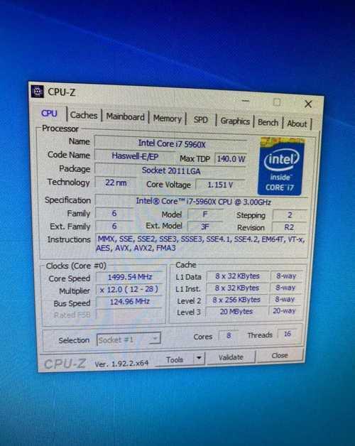 Процессор Core i7 5960X s2011-3 8 ядер