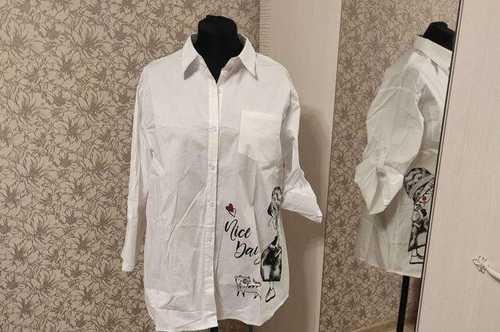 Рубашка блуза женская белая 48-50-52 размер