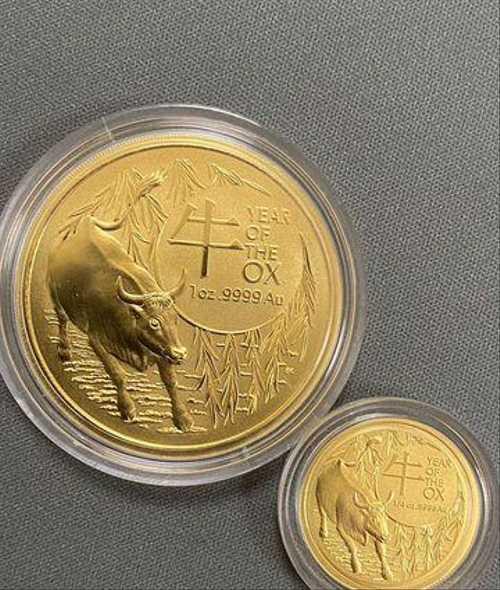Золотая монета Австралии год быка 7,78