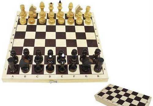 Новая Шахматы обиходные лакированные с доской дер