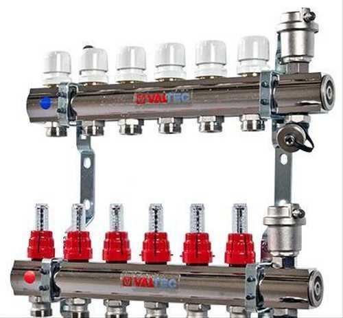 Коллектор valtec теплого пола 8вх/вых расход нержа
