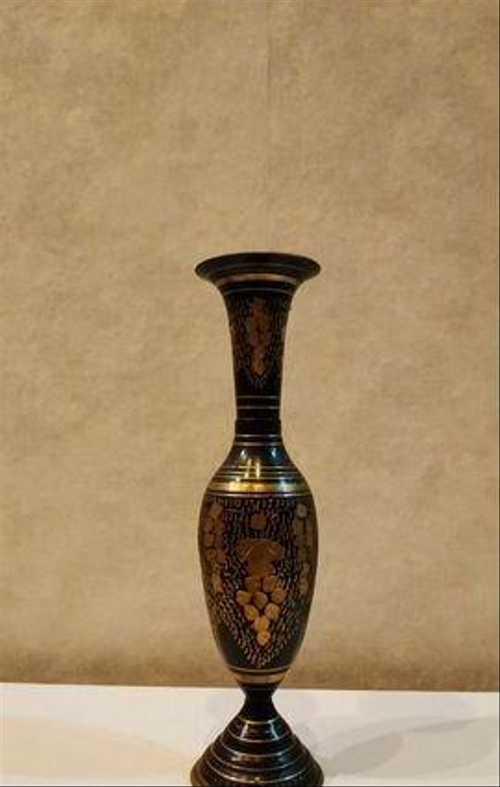 Интерьерная ваза,ручная инкрустация-Индия,латунь