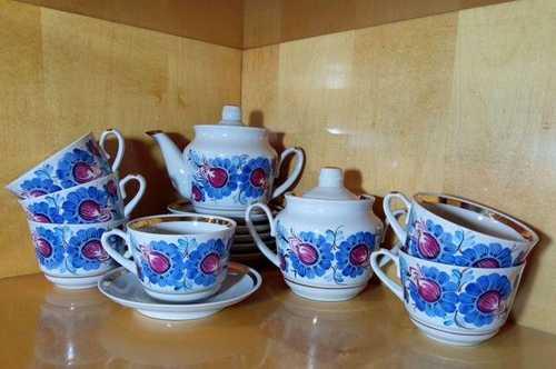 Чайный сервиз "Синие цветы" из 1970-х Городница