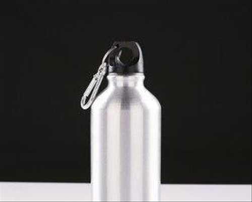 Водородная фляжка-бутылка с карабином серебряная