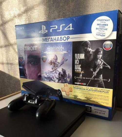 Sony PS4 slim 1tb +игры +2 геймпада