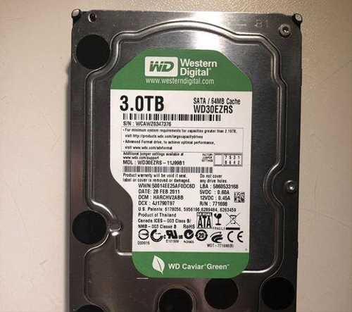 Western Digital WD30ezrs 3 Tb 5400 (Bad Sector)