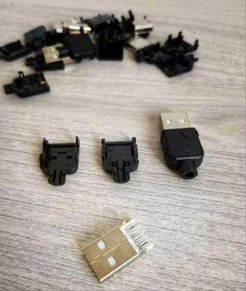 Разъем USB штекер на кабель под пайку