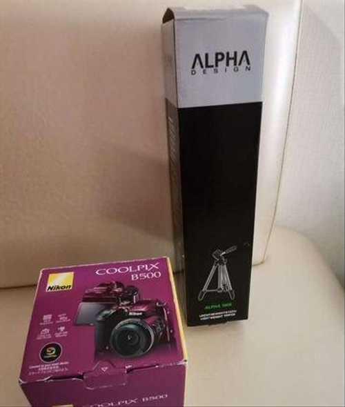 Фотоаппарат nikon coolplix B500, штатив alpha