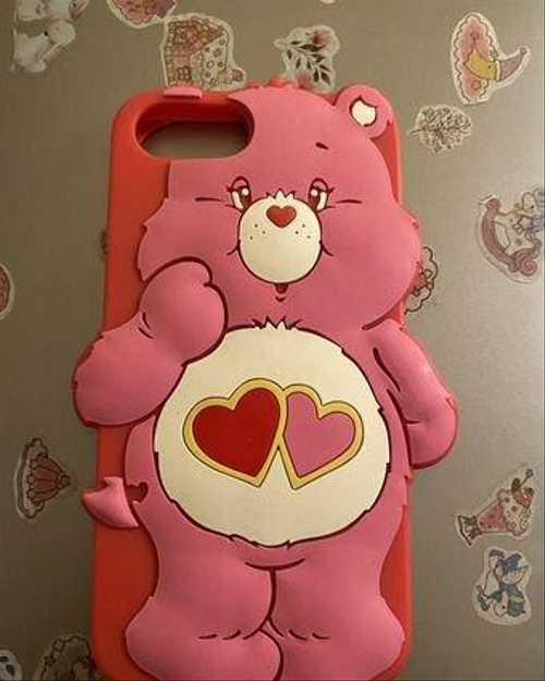 Чехол на iPhone 8 плюс розовый мишка(care bears)