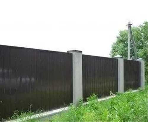Забор из профнастила графит фото
