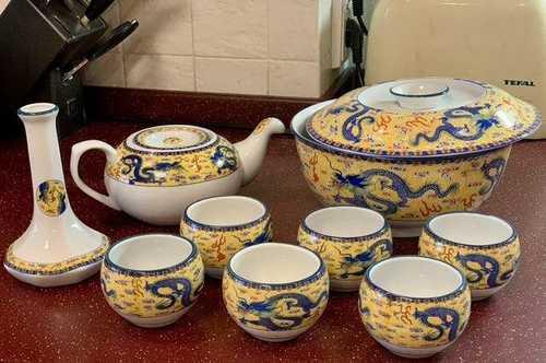 Китайский чайный сервиз с драконами на 6 пер