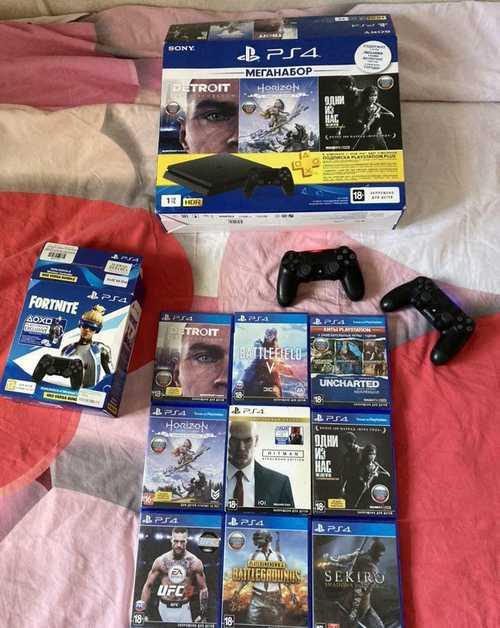 Sony PS4 1TB + 2 джостика и 18 игр