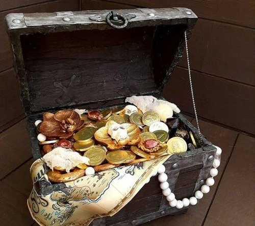 Сьедобный подарок Пиратский сундук с сокровищами