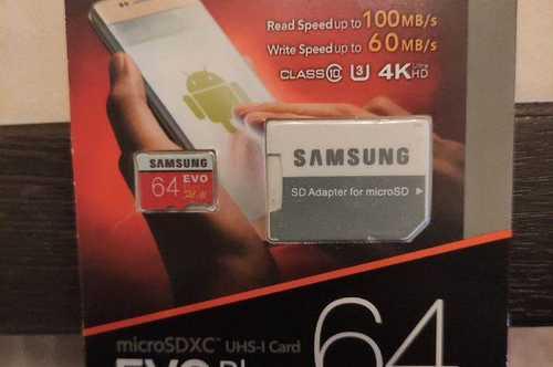 Карта памяти samsung evo plus microsdxc 64gb