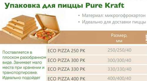 Упаковка для пиццы Pure Kraft(в 4 размерах)