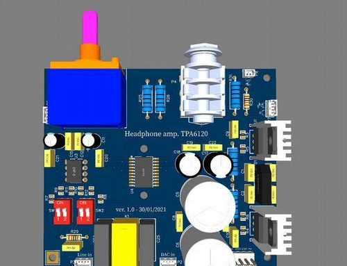 Усилитель наушников на TPA6120 - печатная плата