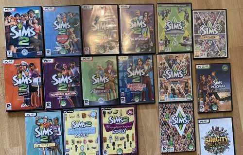 Sims 2, 3 и дополнения (17 дисков)