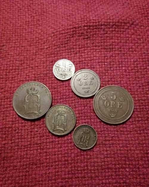 Монеты Швеции выбор набор 3 штуки 1901-2год