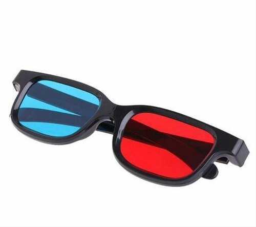 Анаглифные очки для 3D сине-красные пластиковые