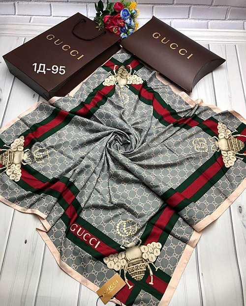 Gucci шелковый шарф с стрекозой Гуччи платок