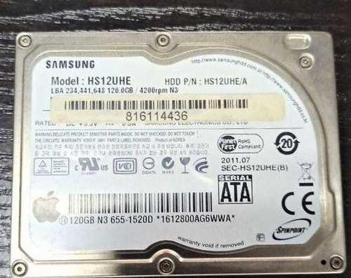 HDD жесткий диск 120GB SATA-LIF для MacBook Air