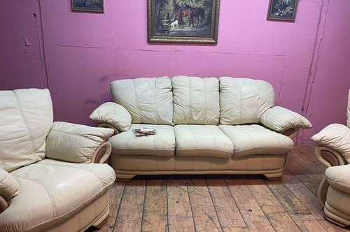 Кожаный диван и 2 кресла Britannica