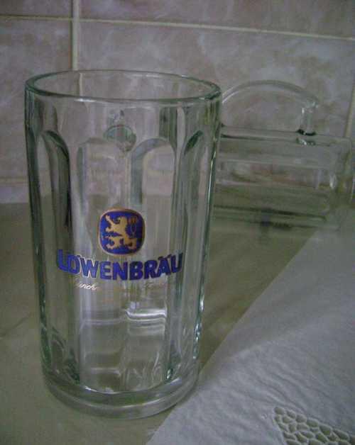Пивные кружки"Lowenbrau", "La Bonne" 0.5л,стекло