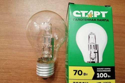 Старт Галогенная лампа 70W Е27 2800К прозрачная