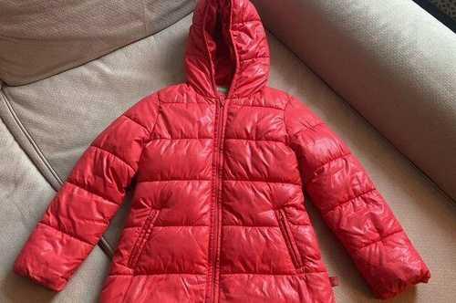 Детское пальто зимнее Benetton красное р.130