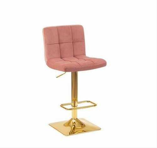 Барный стул с золотой ножкой со спинкой велюр 5016