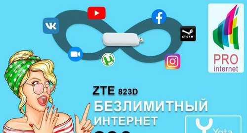 Модем для интернета ZTE 823D + yota 290