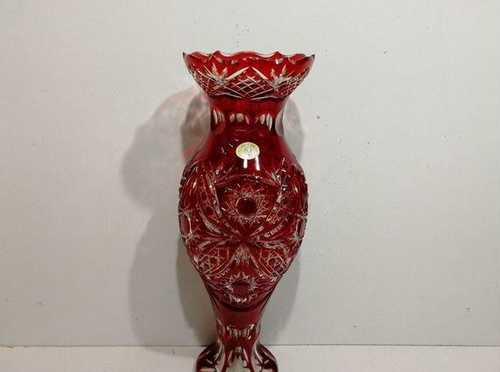 Большая ваза для цветов рубиновый хрусталь гхз