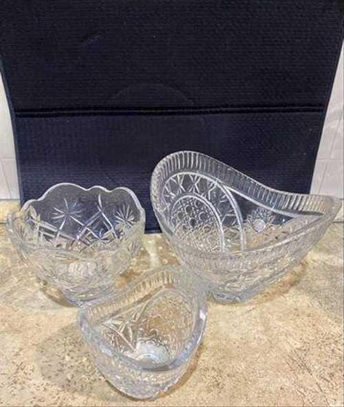Хрусталь стекло вазы пиалы графин салатницы