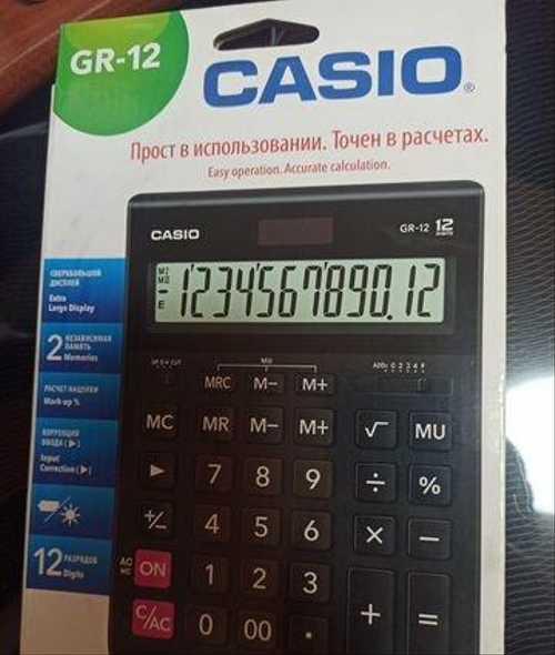 Калькулятор бухгалтерский casio GR-12 черный