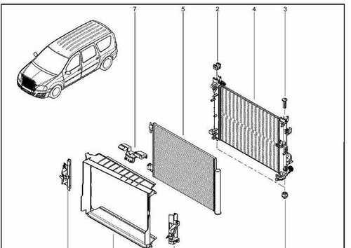 Радиатор охлаждения двигателя для LADA Largus FL