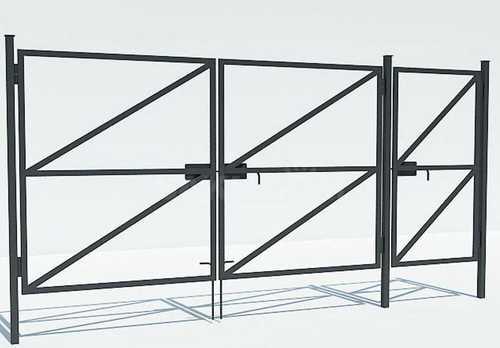 Ворота распашные металлические с калиткой 4000х900