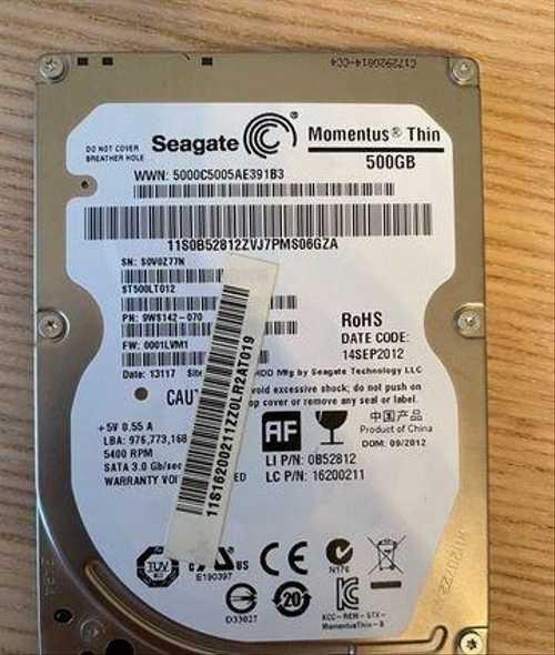 Жесткий диск 2'5 Seagate Momentus Thin 500Gb