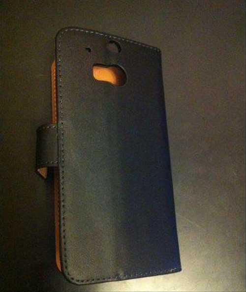 Чехол для HTC M8 черный, кожа