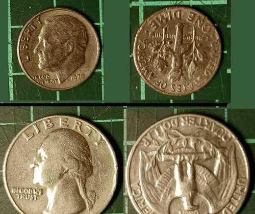25 и 10 центов 1970 года, перевертыши. США