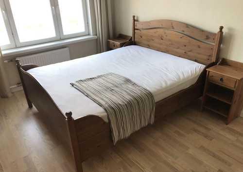 Кровать ikea Leksvik с двумя тумбами