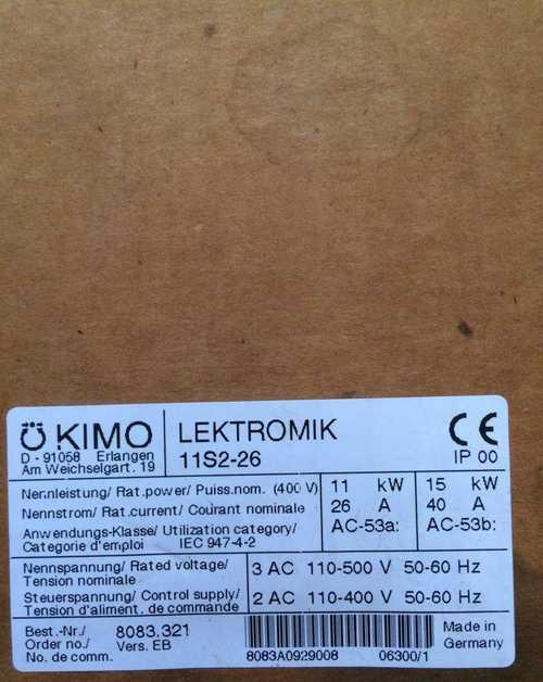 Устройство плавного пуска kimo lektromik 11S2-26