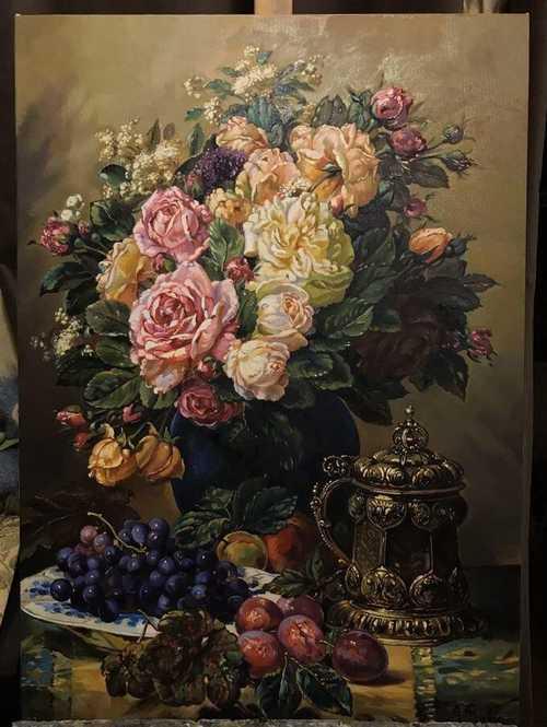 Картина «Натюрморт с розами и виноградом»