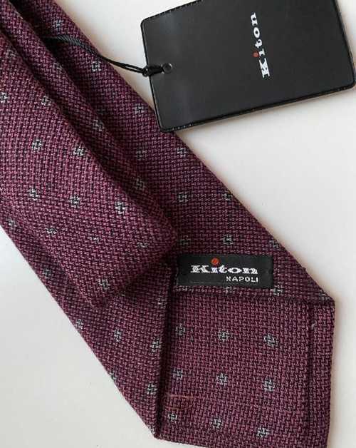 Галстук Kiton новый 7-fold бордовый шерсть