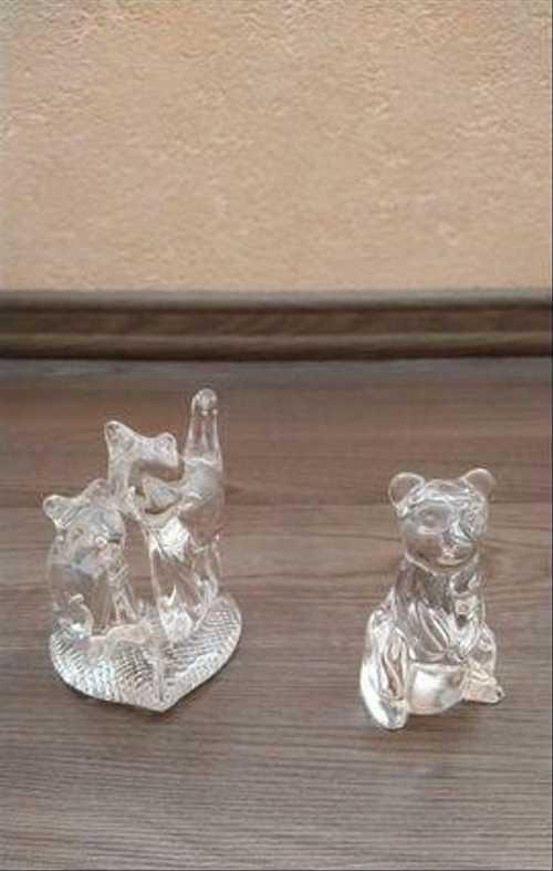 Фигурки кошки и медведя из стекла