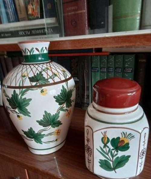 Керамические ваза и чайница