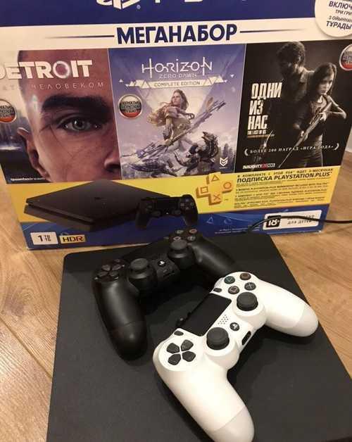 Sony PS4 slim 1TB + 2 оригинальных джойстика